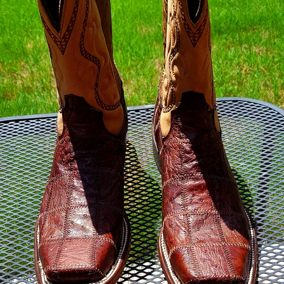 Circle G | Shoes | Circle G Mens Patchwork Ostrich Cowboy Boots In ...